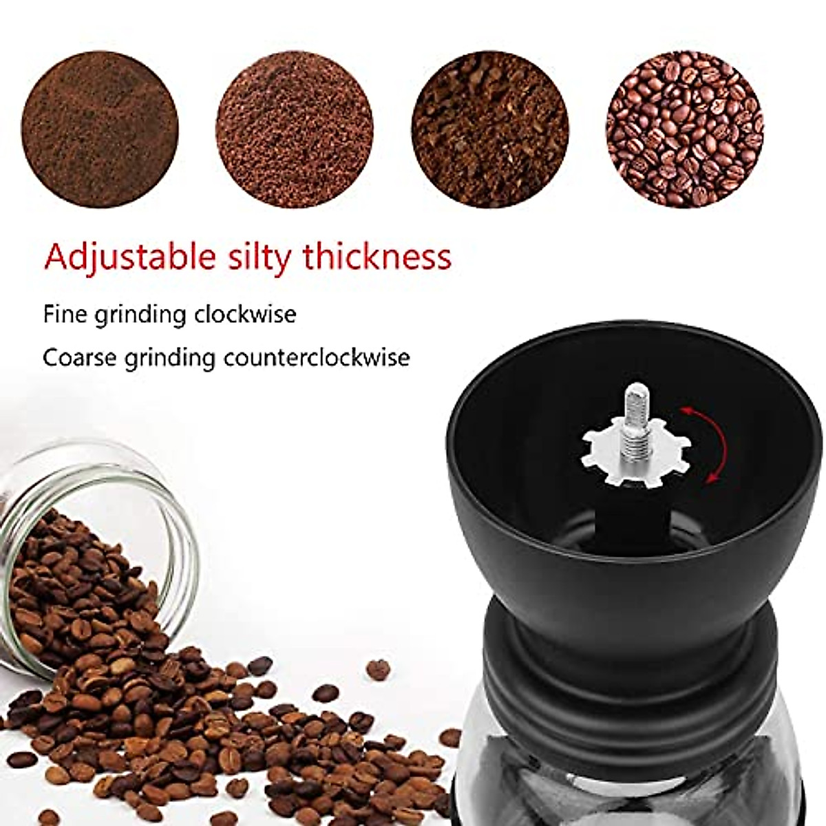 Classic Hand Grinder Coffee Mill, Portable Hand Crank, Adjustable Knob Setting, Long Life, Durable, Household Ultra-Smooth, Spices, Peanuts, Grains and More, Ceramic Coffee Mill