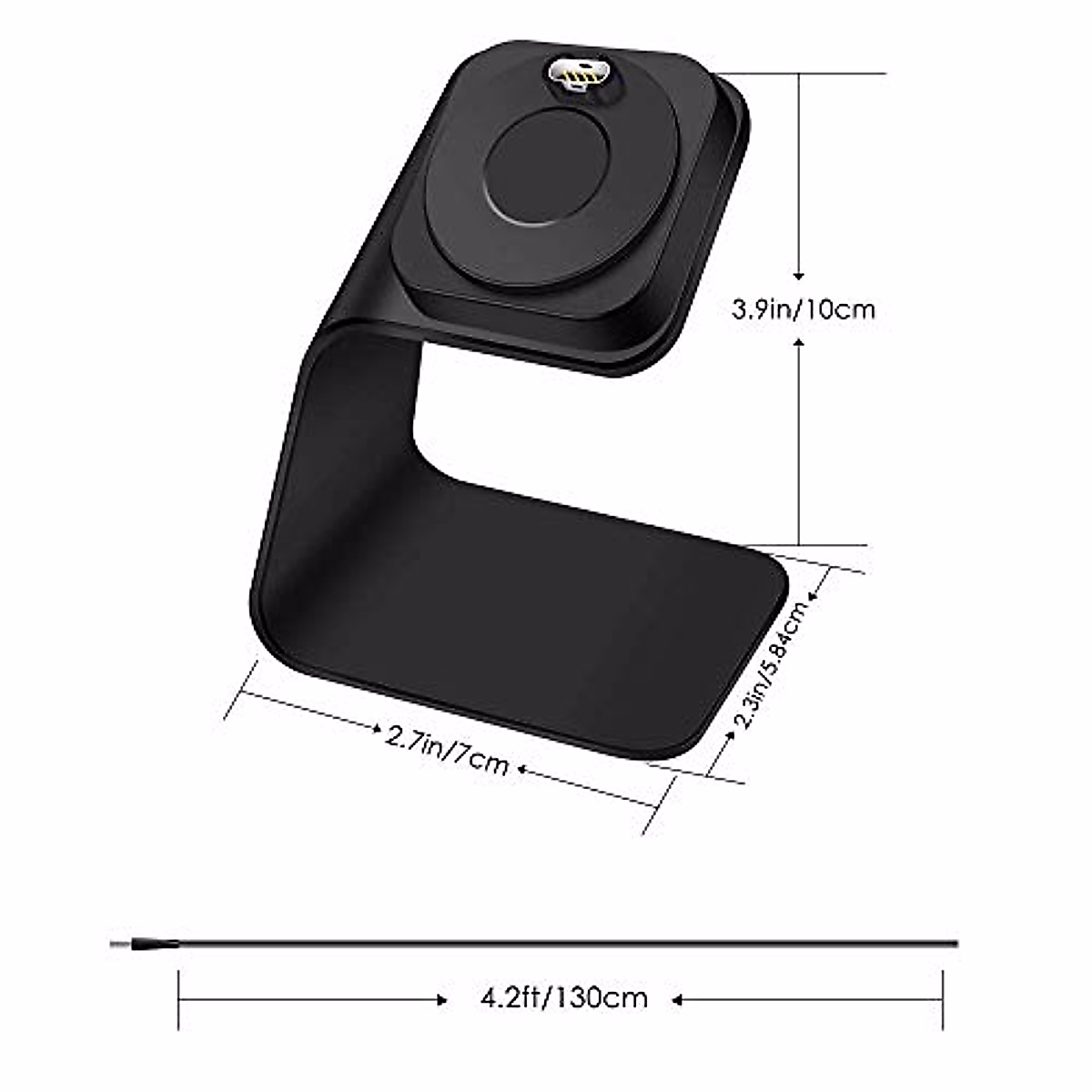 EZCO Charger Dock Compatible with Garmin Vivoactive 4 4S/ 3/3 Music/Venu Sq/Venu/Venu 2/2S, Premium Aluminm Charging Cable Stand Base Station USB Date Syn for Fenix 7 7S 7X 6 5 Smartwatch, Black