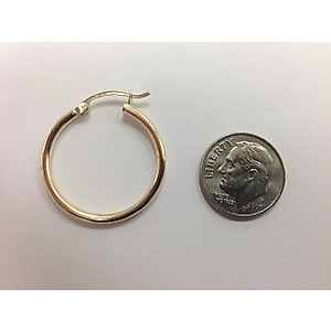 MCS Jewelry 14 Karat Yellow Gold Classic Hoop Earrings (Diameter: 25mm 30mm OR 35mm) (Diameter: 25mm)