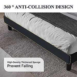 Allewie Queen Size Bed Frame with Button Tufted Wingback Headboard, Modern Upholstered Bed Frame with Solid Wooden Slats Support - No Box Spring Needed, Easy Assembly, Black