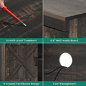 YITAHOME TV Console for 65 Inch TV, Farmhouse TV Stand with Double Barn Doors and Storage Cabinets, Mid Century Modern Media Console Table TV Cabinet for Living Room, 59 Inches, Dark Oak