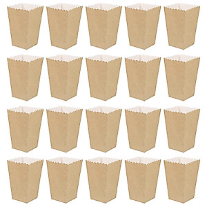 ABOOFAN 50pcs Paper Popcorn Boxes Popcorn Bags Kraft, 5.35 Inches Tall Open-top Paper Popcorn Holder Cardboard Popcorn Containers for Movie Night, Wedding Birthday Party