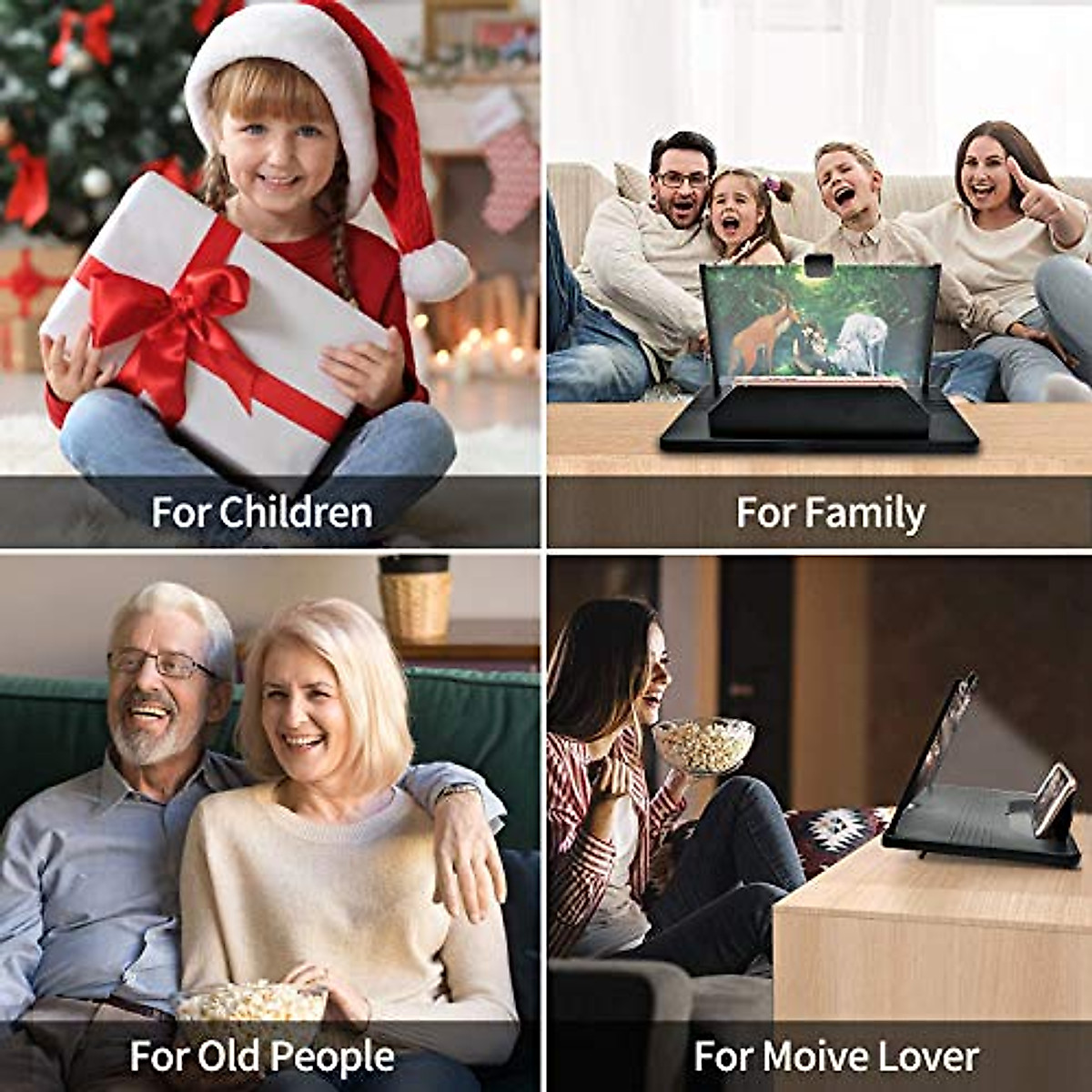 14 inch Black Phone Magnifying Screen Best Thin Foldable Mobile Phone Stand with 3D Screen Magnifier 2022 Newest Version Projector for Movie Cell Phone Screen Amplifier Compatible All Smartphones