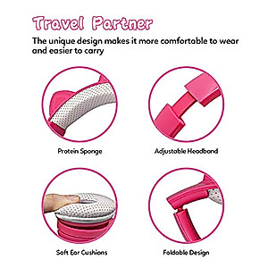 YUSONIC Unicorn Headphones for Girls,15 Hours Play time,Bluetooth Unicorn Headphones Toddler School Laptop Cellphones Plane use, Light Up Wireless Kid Headphone Birthday Gifts (Pink)