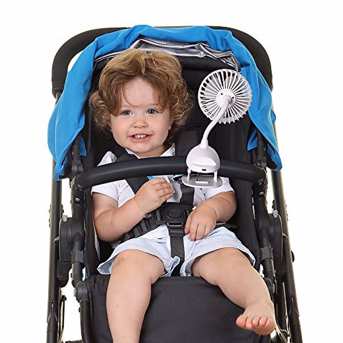 Dreambaby Portable USB Rechargeable Clip-On Stroller Fan - with Breeze Mode - White - Model L2348