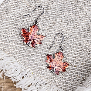 DANFORTH - Maple Leaf Fall/Autumn Earrings - 3/4” Pewter, Handcrafted, Surgical Steel Wires, Made In USA