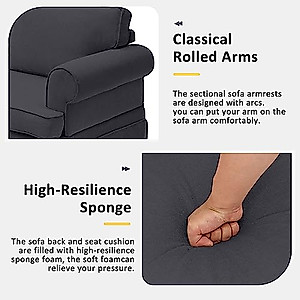 EMKK Sectional Couch L Shaped Sofa 6 Seat Sofa with Chaise，Removable Ottoman,Upholstered Modular Convertible Reversible Sofá,Living Room Furniture Sets for Large Space,Apartments