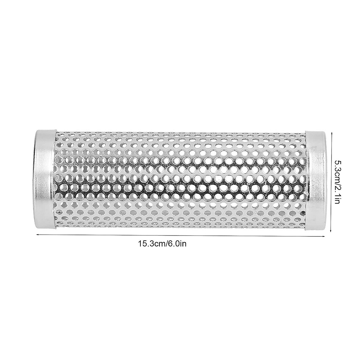 BORDSTRACT Smoker Tube, Cylindrical Detachable Large Capacity Fruit Wood BBQ Pellet Smoker Box, Stainless Steel BBQ Pellet Tube Smoker for Any Grill or Smoker(S 15.3x5.3cm)