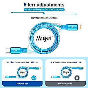 USB C to Lightning Charging Cord [2Pack/4Ft] MFi Certified iPhone 14/13 Retractable Fast Charging Cable USB C Lightning Cable for iPhone 14 13 12 11 Pro Max Mini XS XR X 8 7 6s 6 Plus 6 SE, iPad
