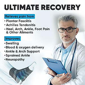 POWERLIX Plantar fasciitis socks for Neuropathy (Pair) for Women & Men, Ankle Brace Support, Toeless Compression Socks & Foot Sleeve for Arch & Heel Pain Relief - Treatment & Everyday Use