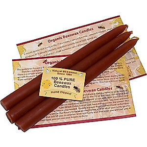 Holy Land Market 100% Beeswax 7-Hour Candles Organic Hand Made, 3/4 Inch Diameter Tappers (Set of Three Candles)