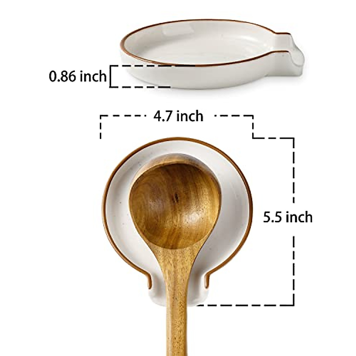 Getstar Spoon Rest for Stove Top, Ceramic Spoon Holder for Kitchen Counter (W4.7"), Farmhouse Decor, Dishwasher Safe