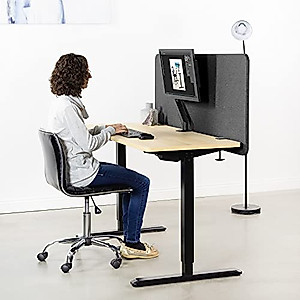 VIVO Clamp-on 60 x 24 inch Privacy Panel, Sound Absorbing Cubicle Desk Divider, Acoustic Partition, Dark Gray, PP-1-V060D