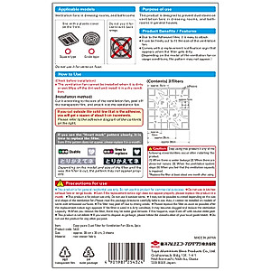 Easy Apply Dust Filter for Ventilation Fan, Polyester, 3pcs