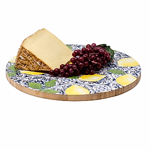 Boston Warehouse Blue and White Lemons Lazy Susan, 12 inch