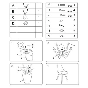 CangLong Mid Century Modern Side Chair with Wood Legs for Kitchen, Living Dining Room, Set of 2, Grey
