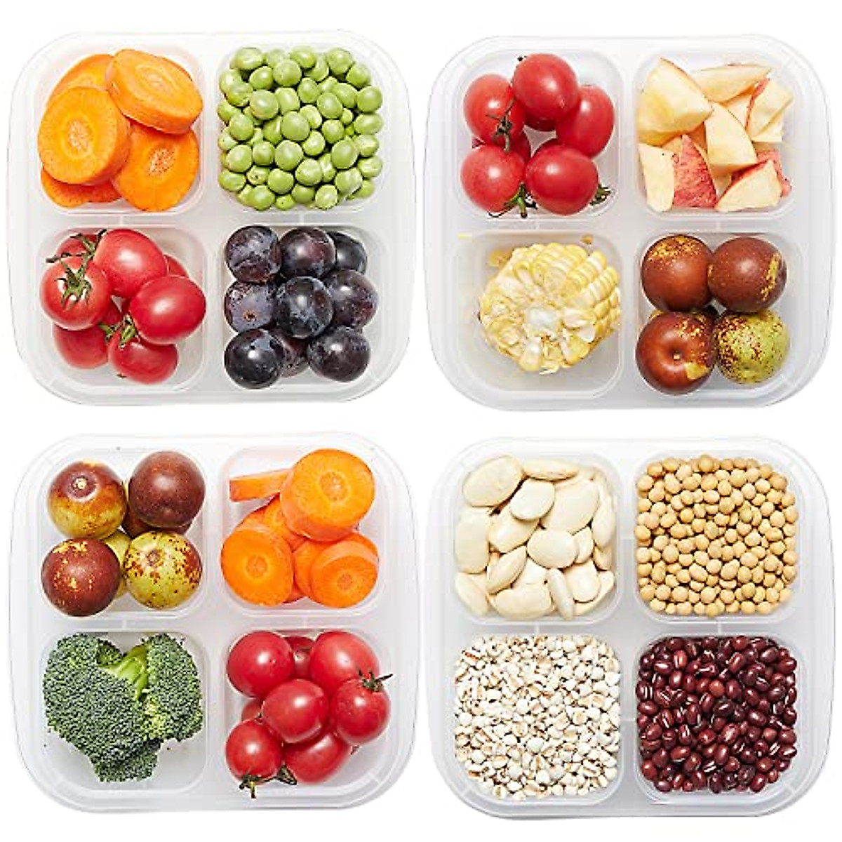 Gtthry Bento Snack Boxes,4-Compartment Snack Containers,Stackable Food Storage Containers with Lids,Reusable Bento Lunch Boxes,BPA Free Lunch Containers,Food Containers Dishwasher Safe(10 Pack)