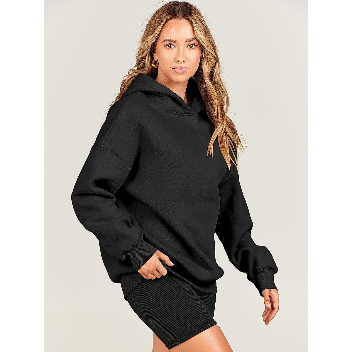 ANRABESS Womens Oversized Hoodies Fleece Pullover Sweatshirts Fall Casual Comfy Lightweight Hooded Clothes for Teen Girls Black A1023heise-S