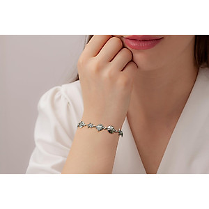 FashionJunkie4Life Sterling Silver Beach Bracelet, 7.5" Length, Sand Dollar Starfish Seashell Pattern