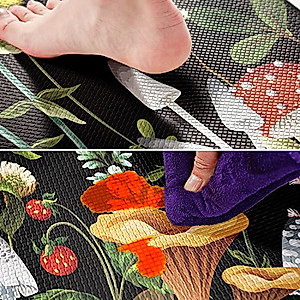 FNLNDO Mushroom Kitchen Rugs and Mats Green Mushroom Kitchen Decor Anti Fatigue Kitchen Floor Mat Set of 2 Non-Skid Washable Kitchen Runner Rug for Kitchen Sink Laundry (Green, 17.5"x29.5"+17.5"x47")