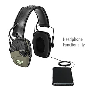 Howard Leight by Honeywell Impact Sport Sound Amplification Electronic Shooting Earmuff, Green
