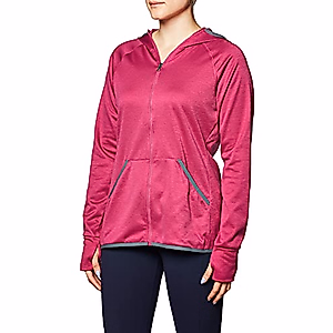 Hanes Women's Sport Performance Fleece Full Zip Hoodie, Fresh Berry Heather/Dada Grey Binding, M