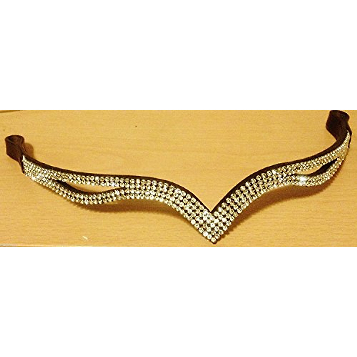 Cwell Equine Bling Ve Eye Shaped Clear Crystal Browband Choice of Sizes Brown/Black * Great Gift Sale (Brown, Full 16")