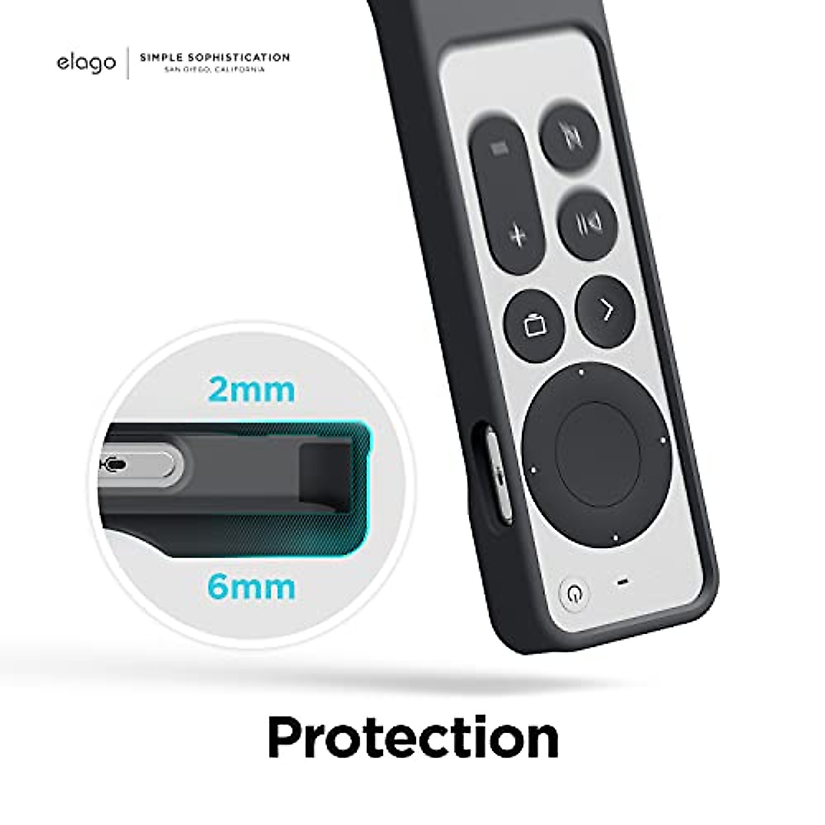 elago R1 Case Compatible with 2022 Apple TV 4K Siri Remote 3rd Gen, Compatible with 2021 Apple TV Siri Remote 2nd Gen- Magnet Technology, Lanyard Included, Full Access to All Functions [Black]