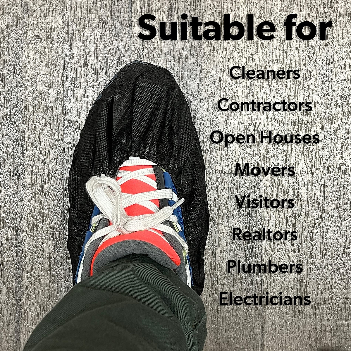 GSD Brand 100 Pack Extra Large Black Disposable Non-Slip Boot & Shoe Covers. Water Resistant Indoor Use Premium Durable Booties with Non Skid Treads. Fits US Men's Size 14 and Women's 16 Shoe Size