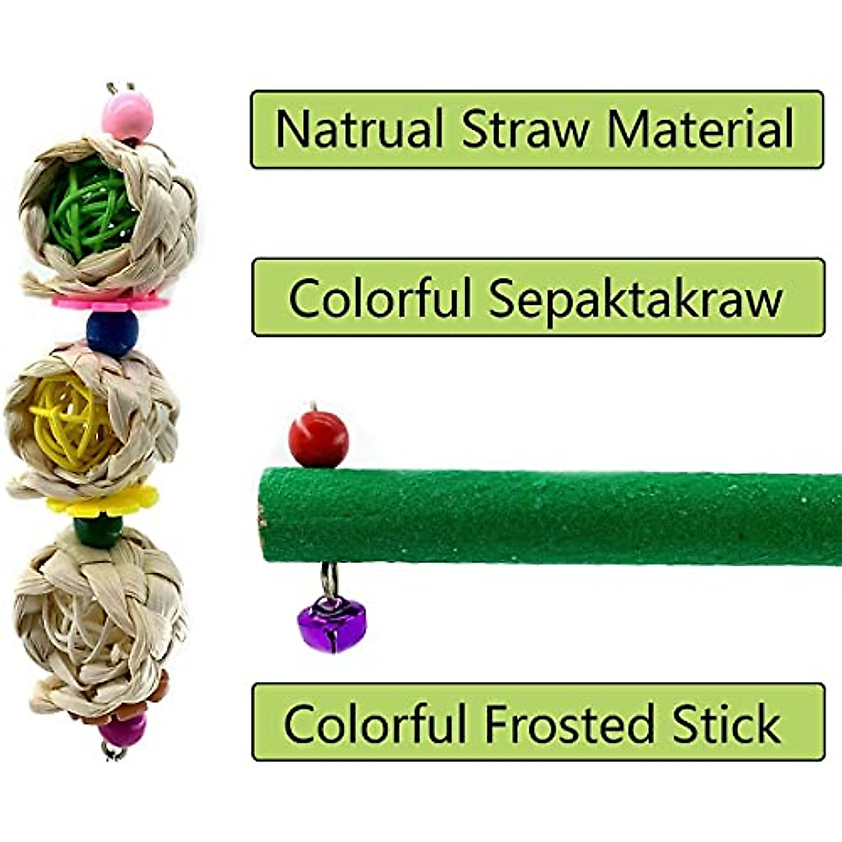 IOUH Green Swing Chicken Toy Chicken Swing Chicken Bird Xylophone Toy and Chicken Veggies Skewer Fruit Holder - Bird Chicken Feed Toys Chicken Stand Toy for Hens Bird Parrot Training Chicken coop 3PCS