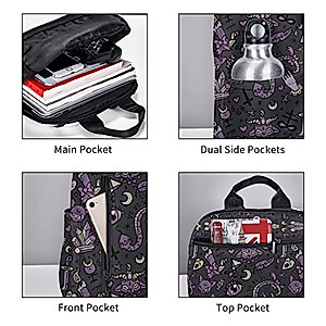 NHGFVT Purple Black Goth Spooky School Backpack for Girls Boys Student Bookbag Teens College Durable Lightweight Hiking Travel Bag