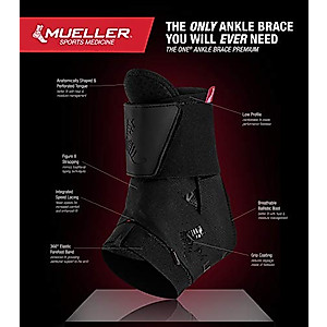 MUELLER Sports Medicine The One Ankle Support Brace, For Men and Women, Black, Medium