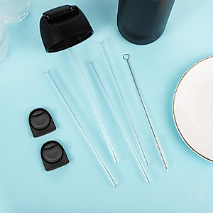 2pcs Replacement Stopper Cap Compatible with Owala Freesip 24oz 32oz, with 4 Reusable Replacement Plastic Straws 1 Cleaning Brush Seal Water Bottle Top Lid Accessories