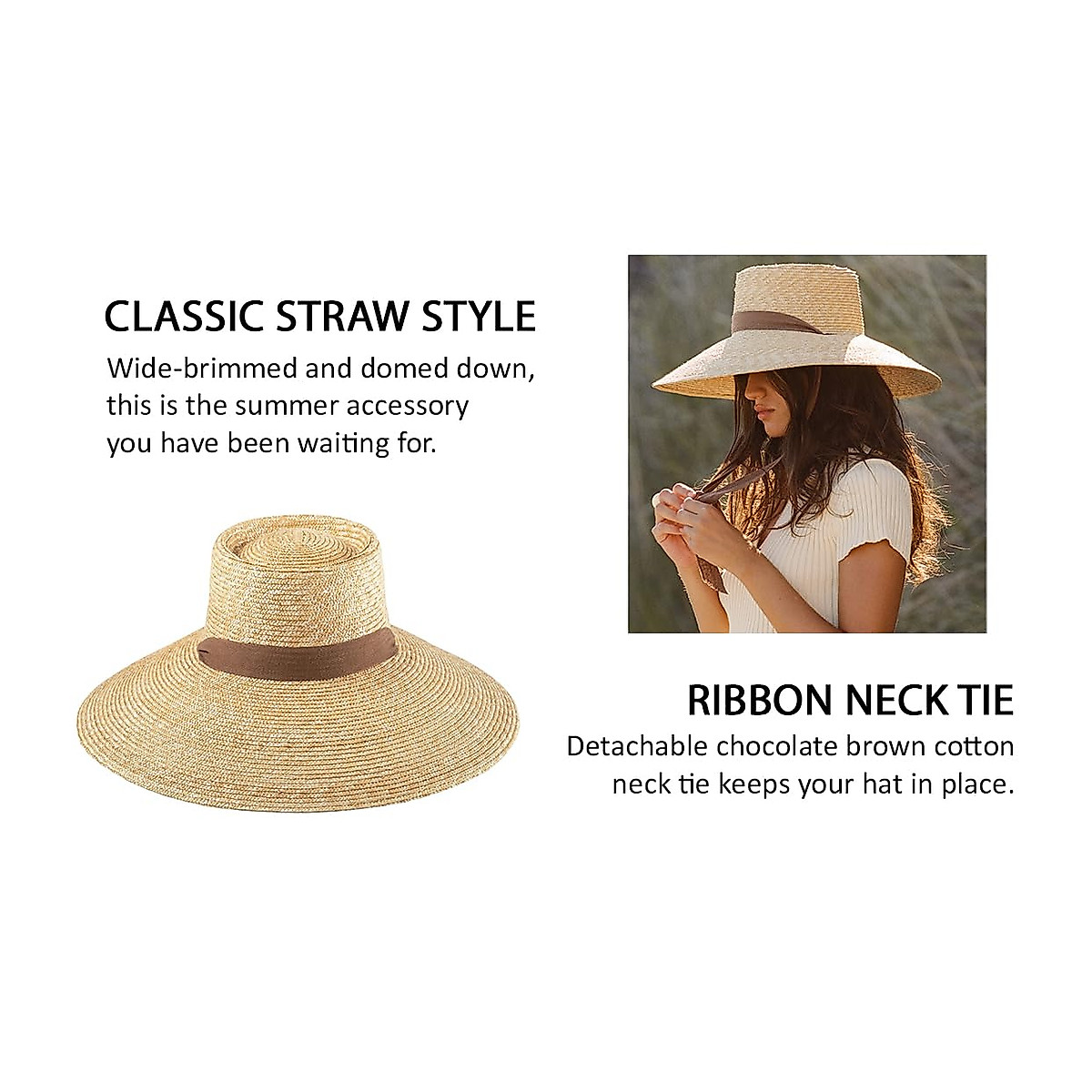 Lack of Color Women's Paloma Wide-Brimmed Straw Sun Hat (Small, Natural)