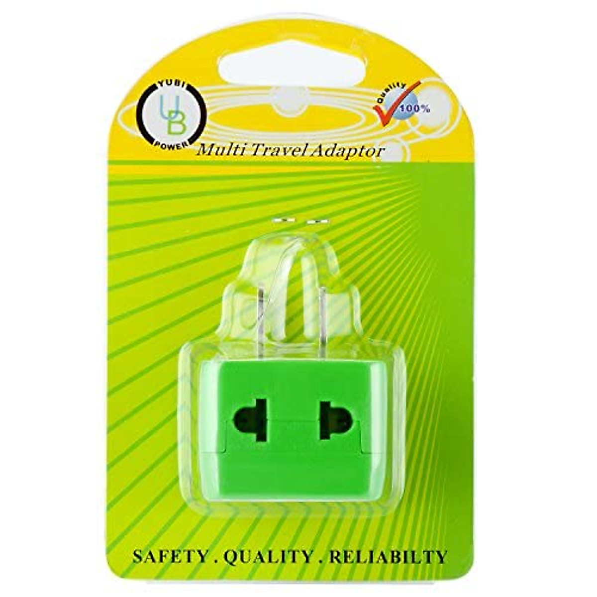 Yubi Power 2 in 1 Universal Travel Adapter with 2 Universal Outlets - Built in Surge Protector - Green Type A Plug Adapter for Canada, United States, Japan, and Mexico, International Power Adapter