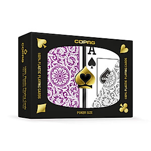 Copag 1546 Design 100% Plastic Playing Cards, Poker Size (Standard) Purple/Grey Jumbo Index (1 Set)