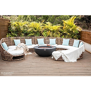 AMS Fireplace Elementi Lunar Bowl Cast Concrete Fire Table Bundle, Outdoor Fire Pit Fire TablePatio Furniture, Dark Gray (Natural Gas)