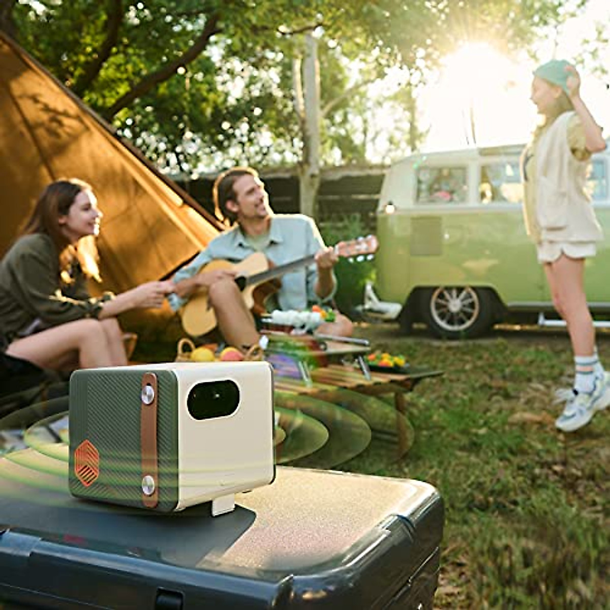 BenQ GS50 1080p Wireless Outdoor Projector | Extra Bass Bluetooth Speaker | IPX2 Splash & Drop Resistant | WiFi | Android TV | Chromecast & AirPlay | Auto Focus | 2D Keystone | HDMI | USB-C | PD 45W