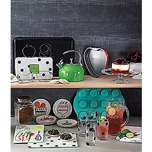 Kate Spade New York Deco Dot Polka Dot Pitcher Bundle with Glass Pitcher & Four Matching All-Purpose Drinking Glasses for Lemonade, Iced Tea, Sangria, Water, and More