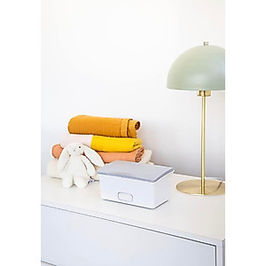 Ubbi Baby Wipes Dispenser with Weighted Plate and Secure Seal, Nursery and Baby Registry Essential to Keep Wipes Fresh, Gray