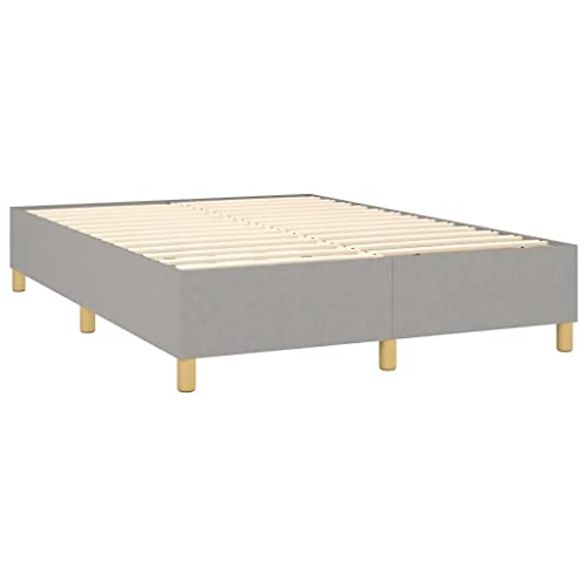 vidaXL Box Spring Bed Frame Home Indoor Bed Accessory Bedroom Upholstered Double Bed Base Furniture Light Gray 59.8"x79.9" Queen Fabric