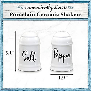 Home Acre Designs Salt and Pepper Shakers set Farmhouse Kitchen Decor Ceramic Salt Shaker -White Salt and Pepper Shaker - Wedding Registry Ideas Gifts Rustic Salt and Pepper Set Holder Table Decor