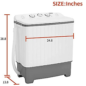 CL.Store Twin Tub Mini Portable Clothes Washing Machine Portable Washing Machine 17lbs Capacity Compact Washer(10lbs) and Spin Dryer Combo (7lbs) for Apartment, Dorm, RV-Camping (White)