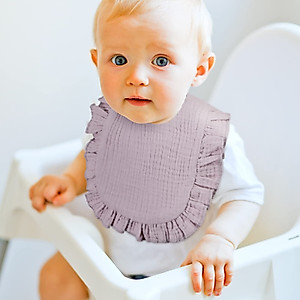 Jiuguva 10 Pack Muslin Baby Bibs Cotton Drool Bandana Bibs Solid Colors Lap Shoulder Newborn Bibs Adjustable Baby Bibs Set for Toddler Infant Unisex Boys Girls Teething Drooling