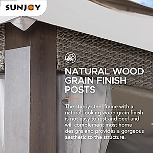 Sunjoy Rumney Outdoor Patio Steel Frame 11 x 13 ft. 2-Tier Soft Top Gazebo with Light Gray Canopy Roof, Netting and Curtains