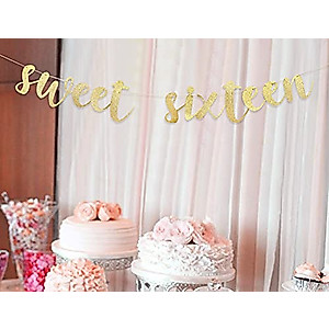 Sweet Sixteen Banner - Sweet 16 Banner，16th Birthday Banner，happy 16th Birthday Banner，sweet 16 Birthday Banner，16th Happy Birthday Anniversary Party Decorations