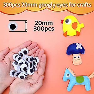 Iooleem 300pcs 20mm Googly Wiggle Eyes Self Adhesive, Wiggle Eyes, Googly Eyes, Googly Eyes for Crafts.