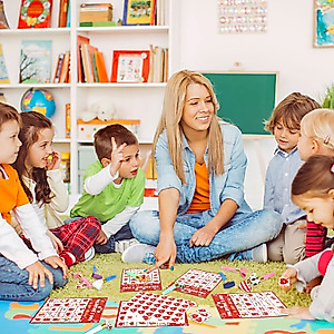 Valentine’s Day Bingo Game for Kids, Bingo Cards with 32 Players & 10 Pcs Party Blowers for Valentine Party Games, Valentine Crafts School Classroom Party Favor Activities,Holiday Party Craft Supplies