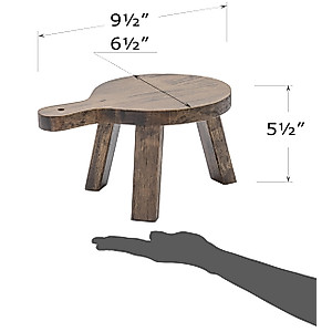 Red Co. 6 inch Tall Mini Round Boho Chic Tabletop Sustainable Rubberwood Stool Display Stand, Casual Country Potted Plant Holder, Brown