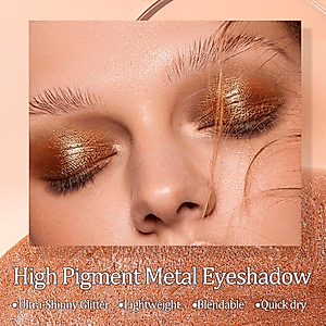 Rosarden Glitter Liquid Eyeshadow, Glitter Eyeshadow, Face Glitter, Liquid Eyeshadow,Metallic Eye Shadow, Long Lasting, Quick-Drying, Waterproof Orange Glittering Eye Shadow For Women